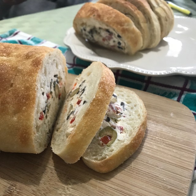 Olive and Roasted Red Pepper Goat Cheese Roll